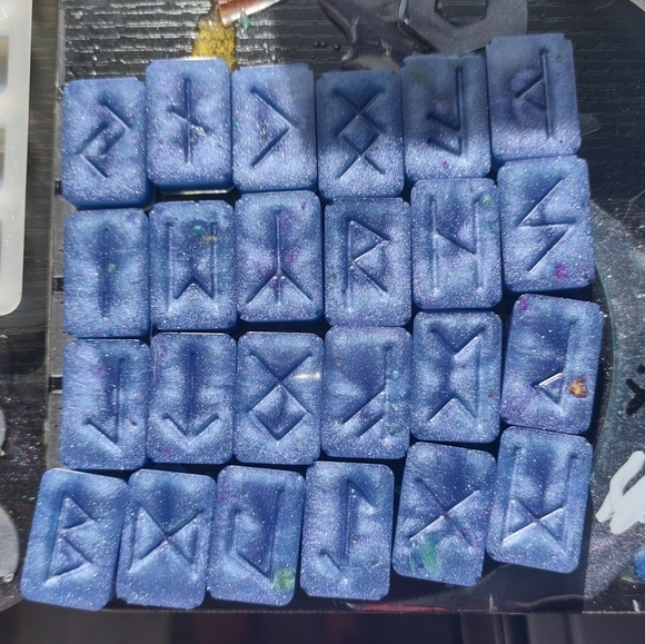 Hand Crafted | Other | Blueish Purple Norse Rune Stones With Some Color ...